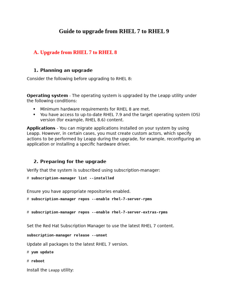 Guide To Upgrade From RHEL 7 To RHEL 9 | PDF | Linux | Software