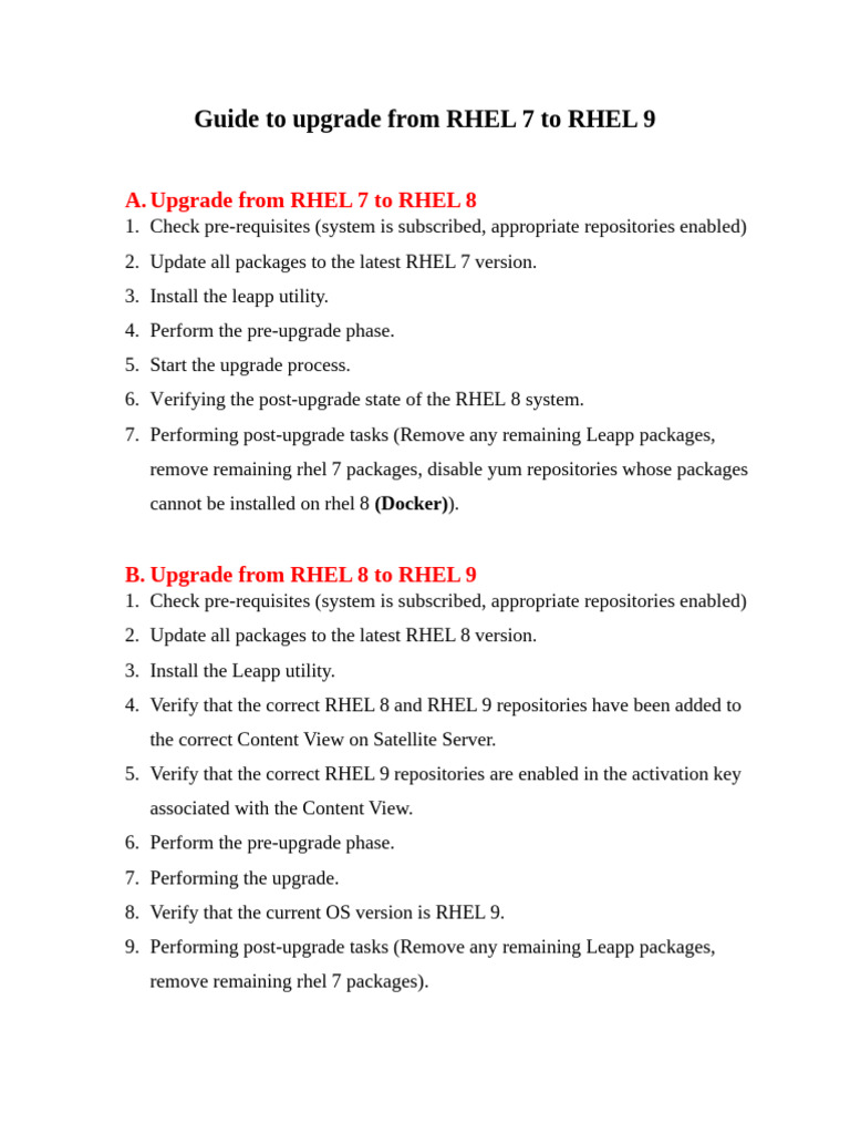 Guide To Upgrade RHEL | PDF
