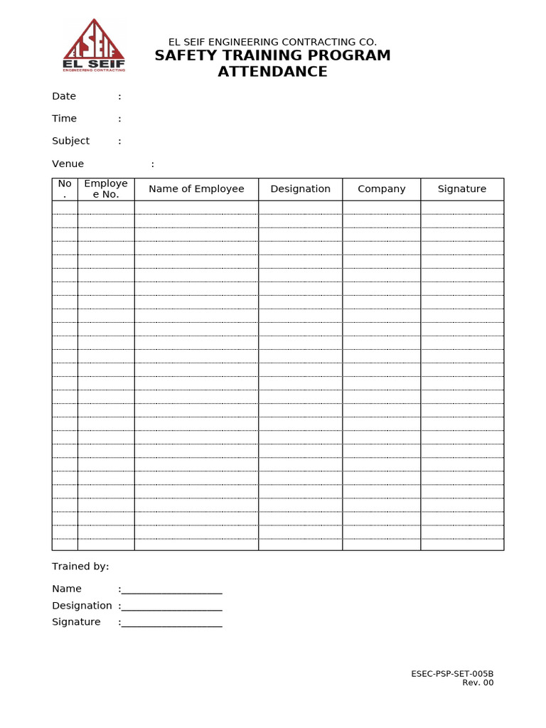 8. Esec-psp-set-005b (Safety Training Program) | PDF