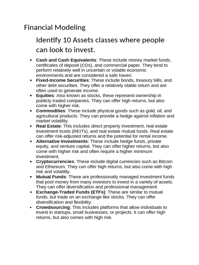 Financial Modeling Pdf Investing Exchange Traded Fund