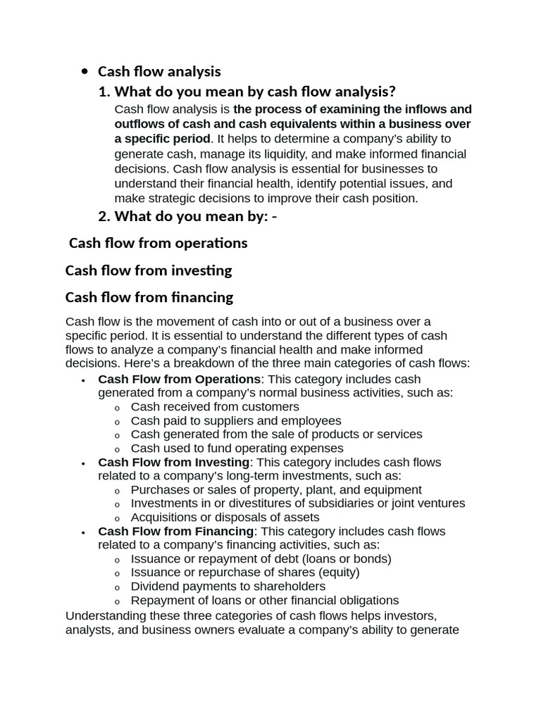 Cash Flow Analysis | PDF | Equity (Finance) | Balance Sheet