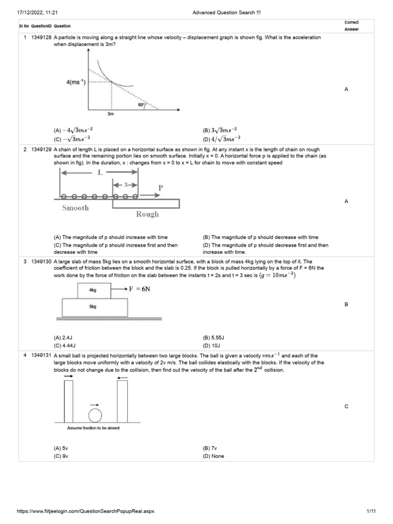 Advanced Physics and Chemistry Quiz | PDF | Force | Collision