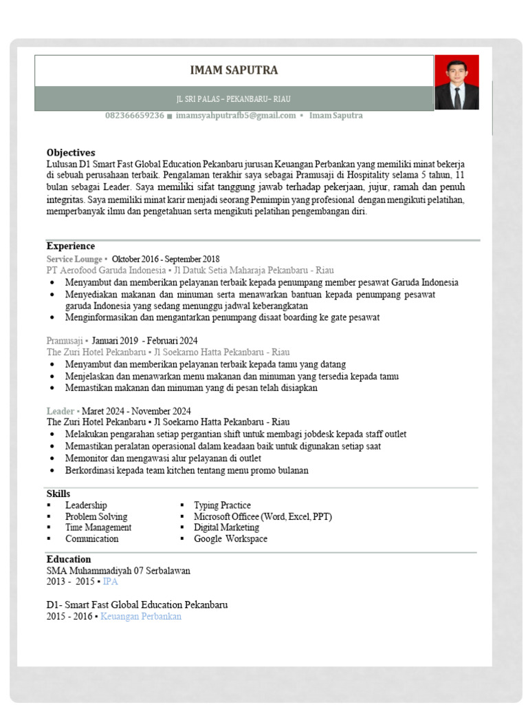 CV Imam PT SJS | PDF