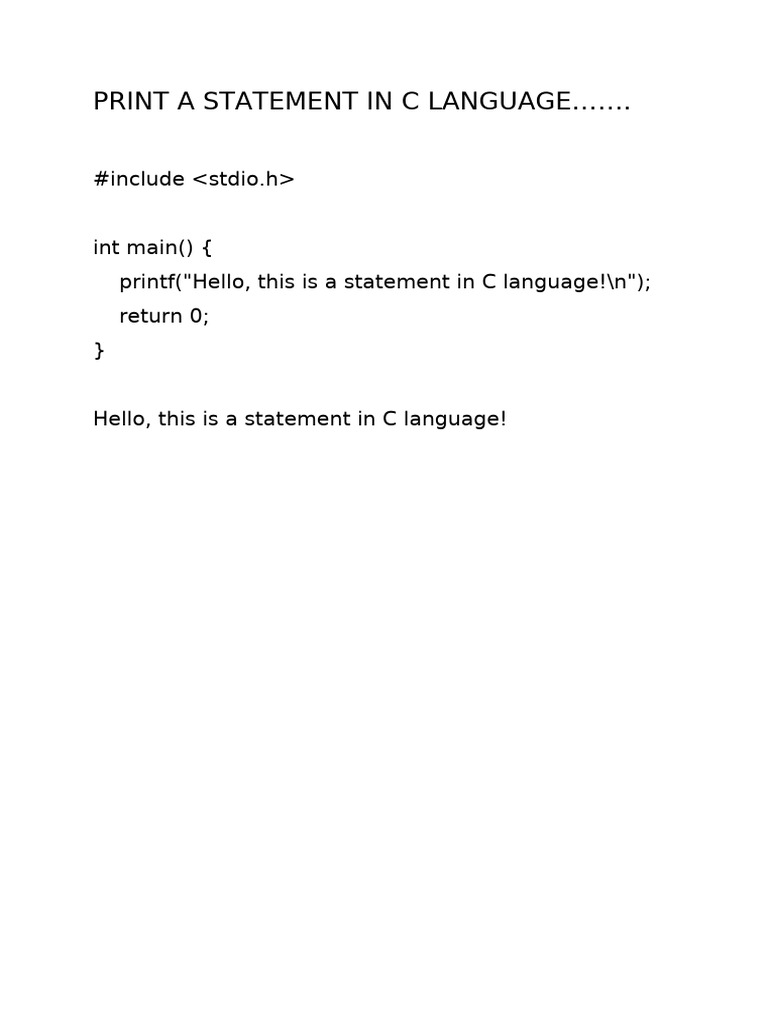 Print a Statement in c Language | PDF