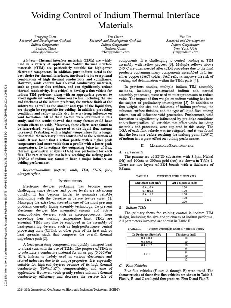 Voiding Control in Indium TIMs Study | PDF | Industrial Processes ...