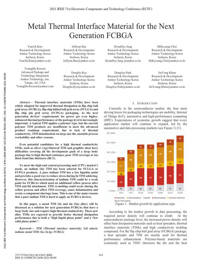 Metal TIM Solutions for FCBGA Packaging | PDF | Solder | Tin