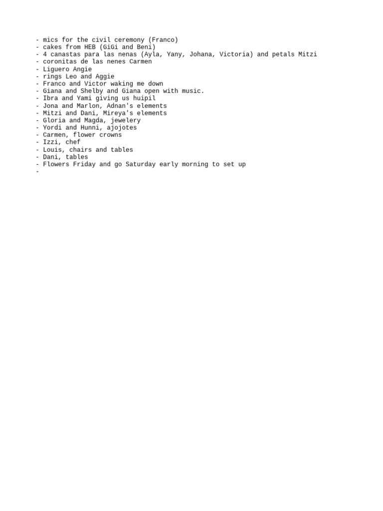 Wedding Notes | PDF