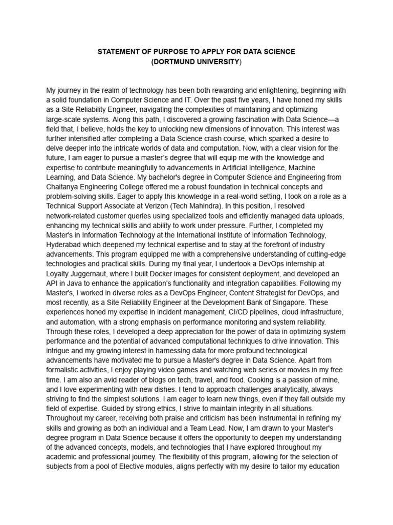 Dortmund Data Science SOP | PDF | Data Science | Science
