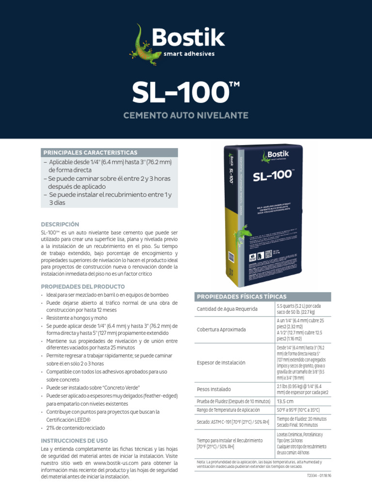 SL 100 | PDF | Cemento | Agua