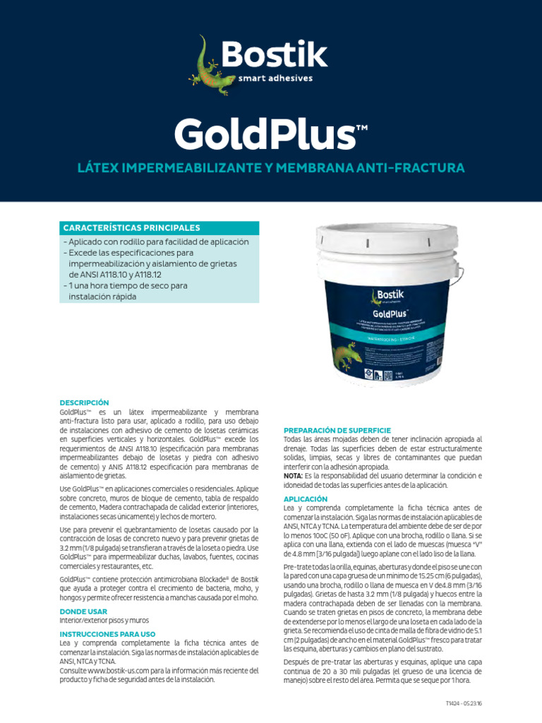 GoldPlus™: Látex Impermeabilizante y Antifractura | PDF | Hormigón | Cemento
