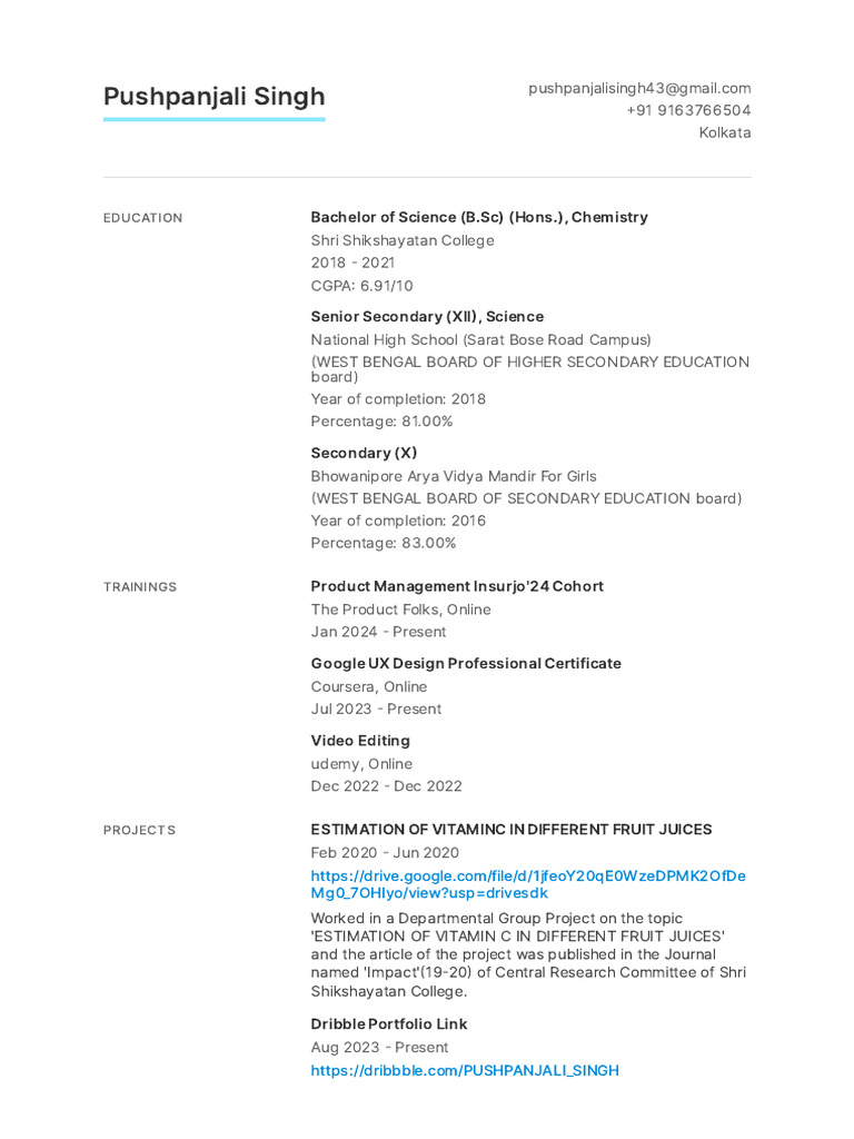 Pushpanjali Singh Resume | PDF