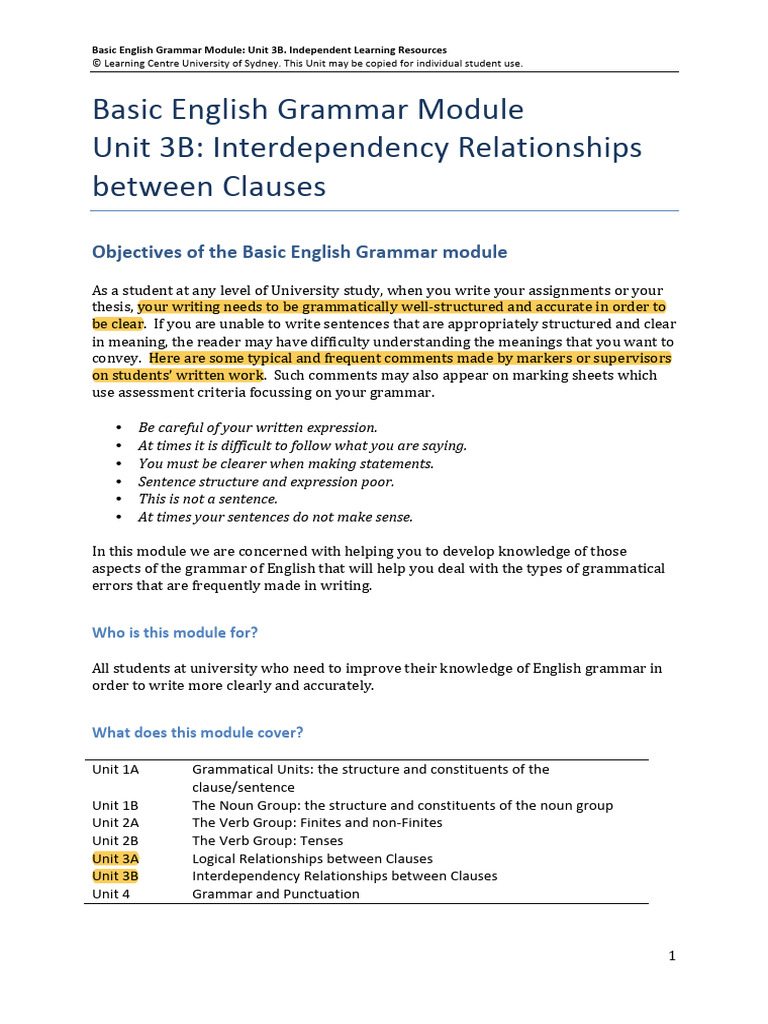Interdependencies Between Clauses | PDF | Subject (Grammar) | Clause