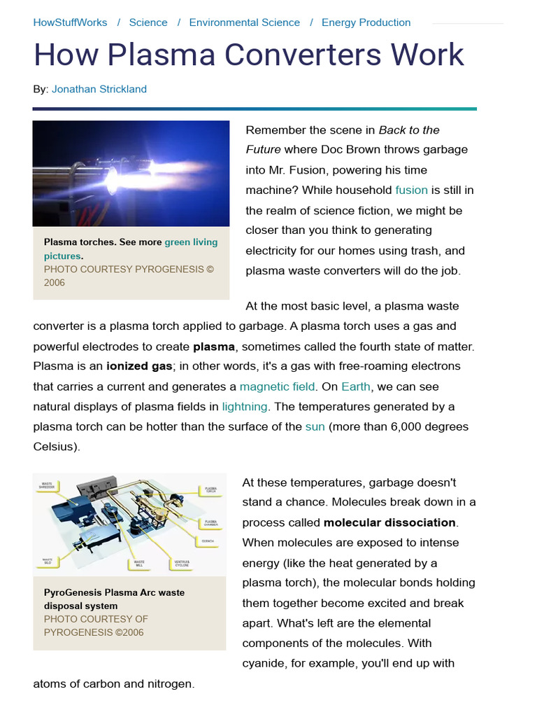 Plasma Waste Converter Overview | PDF | Gasification | Waste