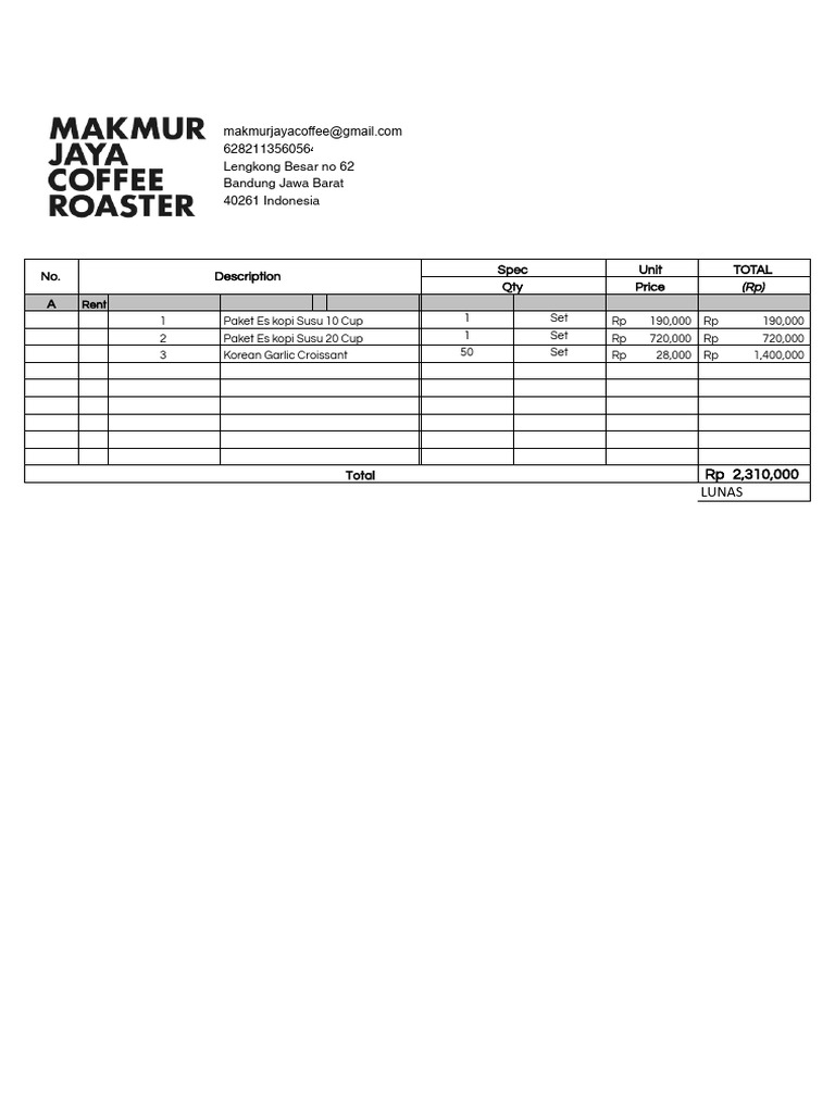 Invoice BARA - Dekorasi Pertamina Hilton Bandung - Sheet1 (1) | PDF