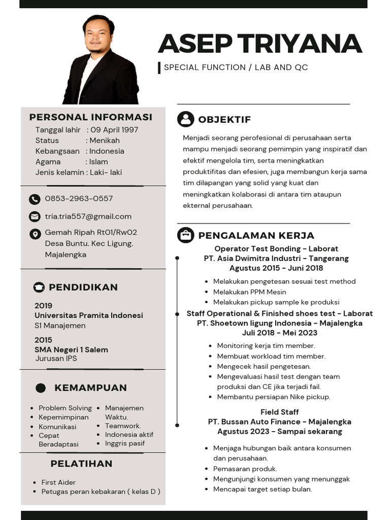 CV Lamaran Asep Triyana New | PDF