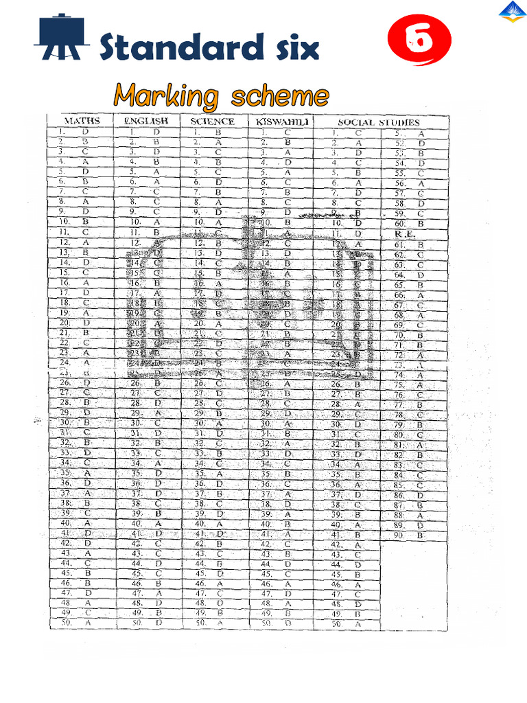Marking Scheme STD 6 | PDF