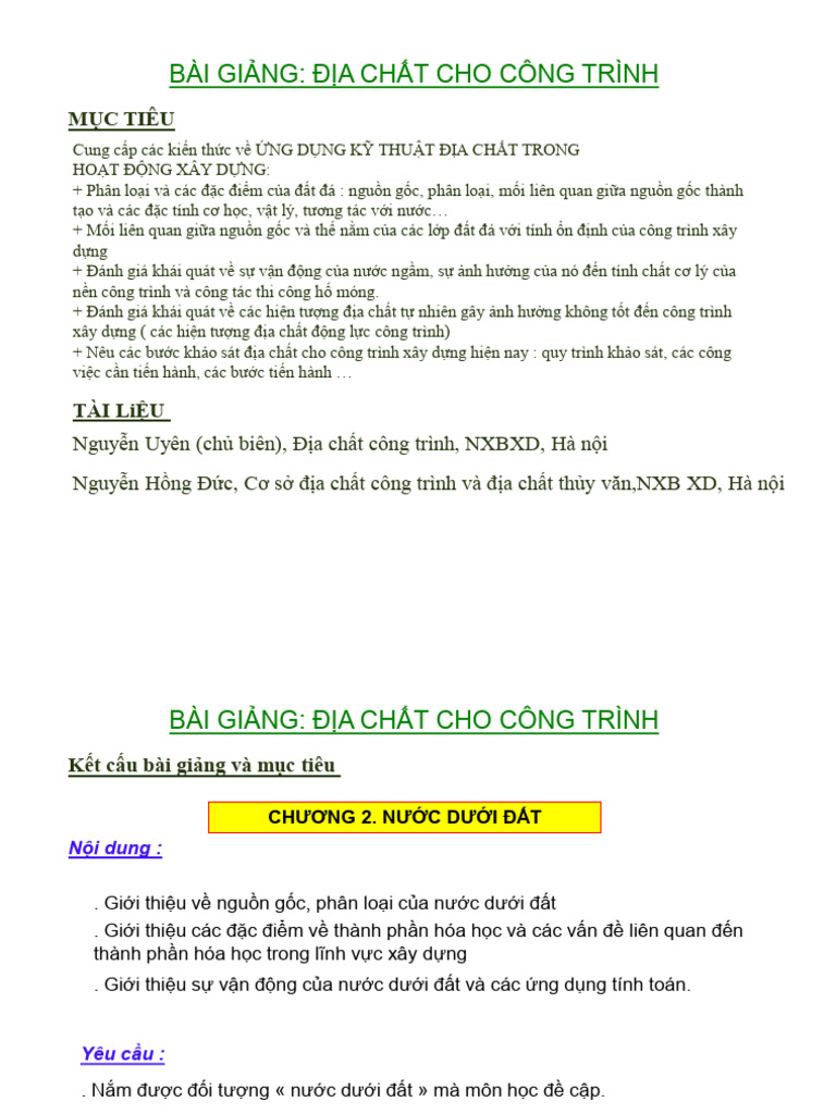 Buoi 4 Chuong 2 Nước Dưới Đất | PDF