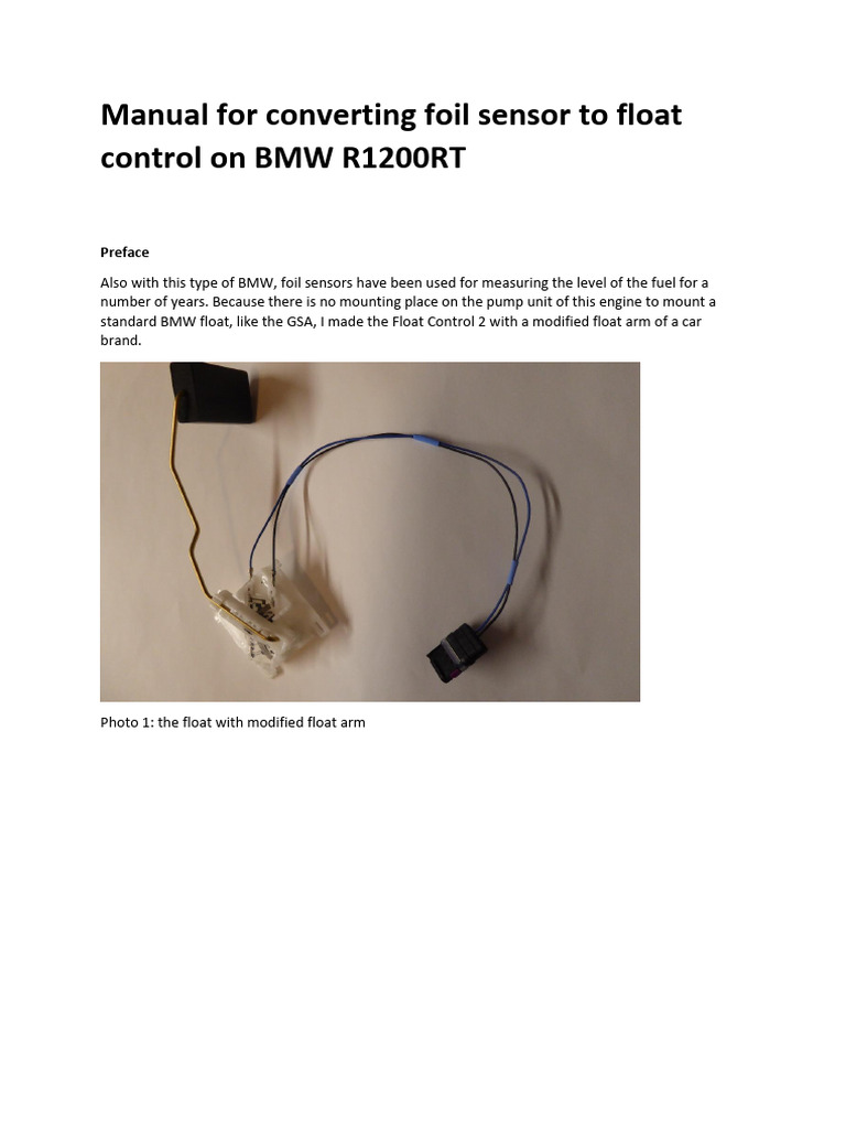 BMW R1200RT Fuel Sensor Change | PDF | Electrical Connector ...