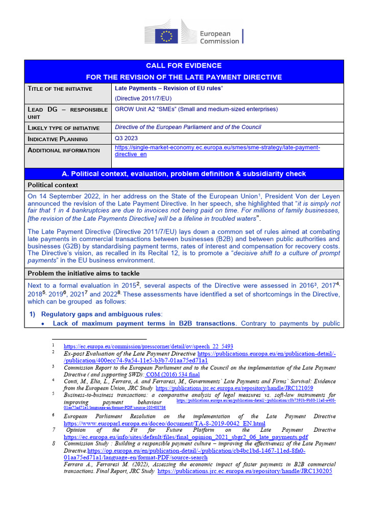CALL_FOR_EVIDENCE | PDF | European Union | Small And Medium Sized ...