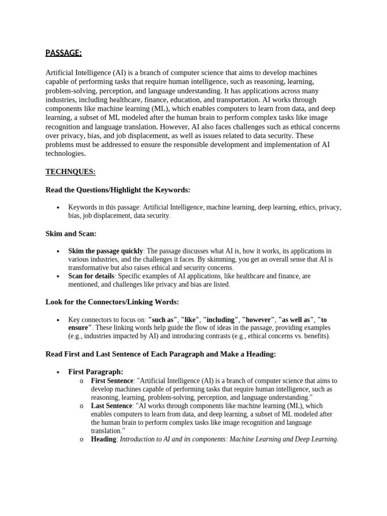 PASSAGE COMPREHENSION | PDF | Artificial Intelligence | Intelligence ...