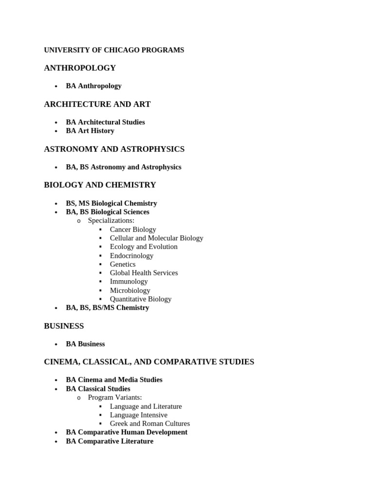 University of Chicago Programs | PDF | Science | Near East