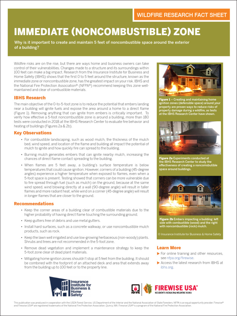 Noncombustible Zone - Fact Sheet | PDF | Fires | Wildfire