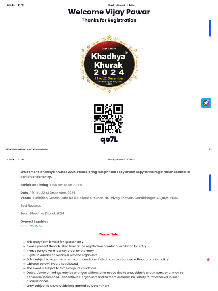 Khadhya Khurak 2024 Registration Details | PDF