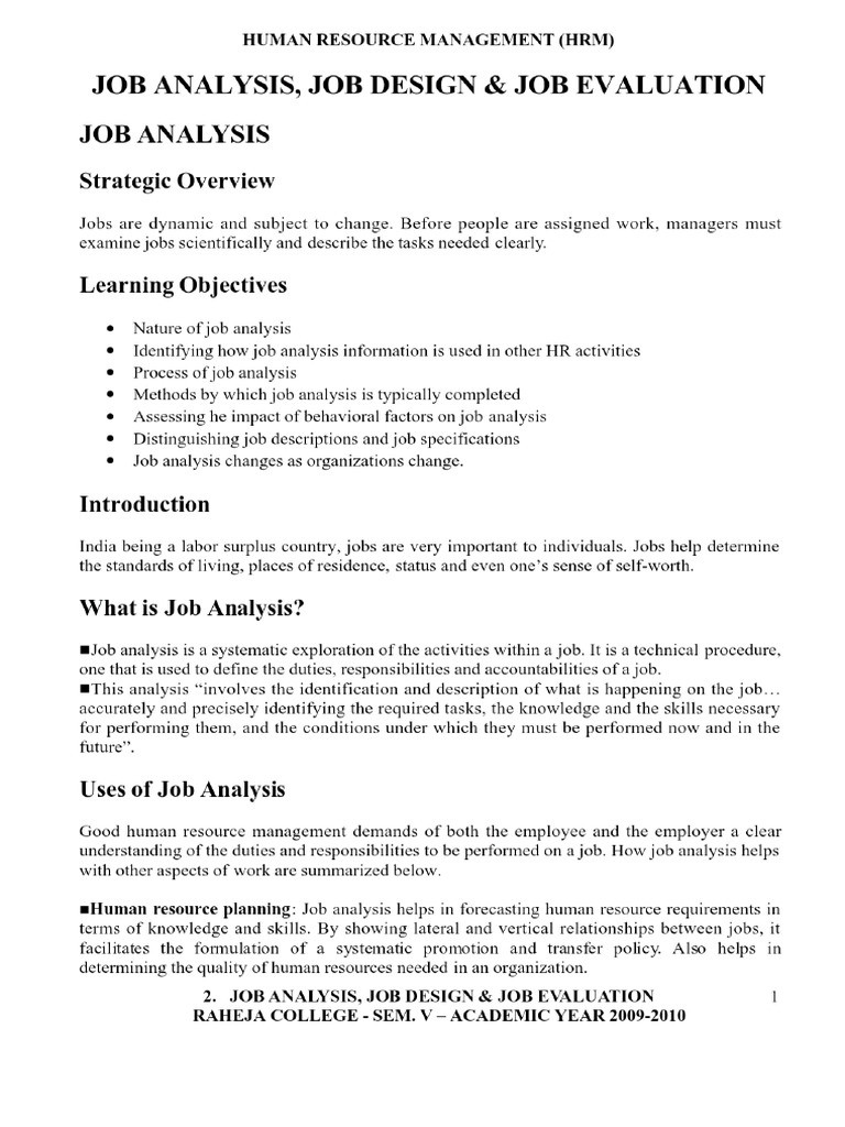 Job Analysis | PDF
