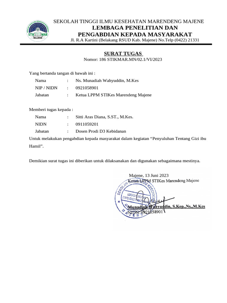 Surat Tugas LPPM | PDF