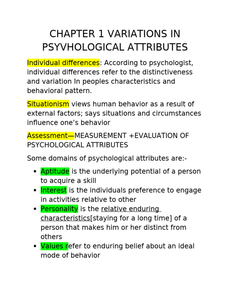 Variations in Psychological Attributes | PDF | Intelligence | Psychology
