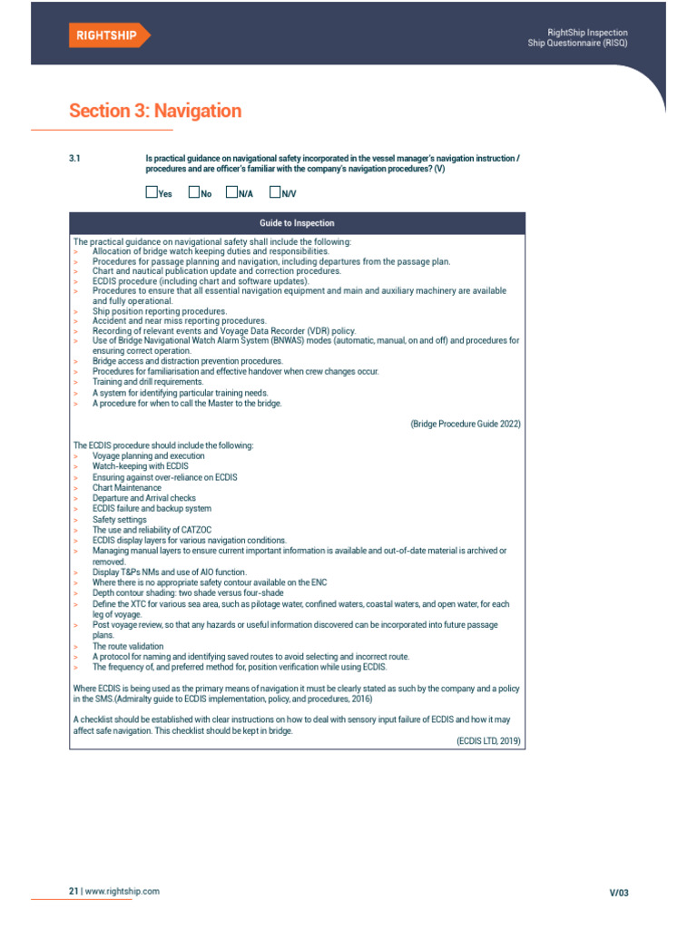 RightShip - Inspections - For Navigation | PDF