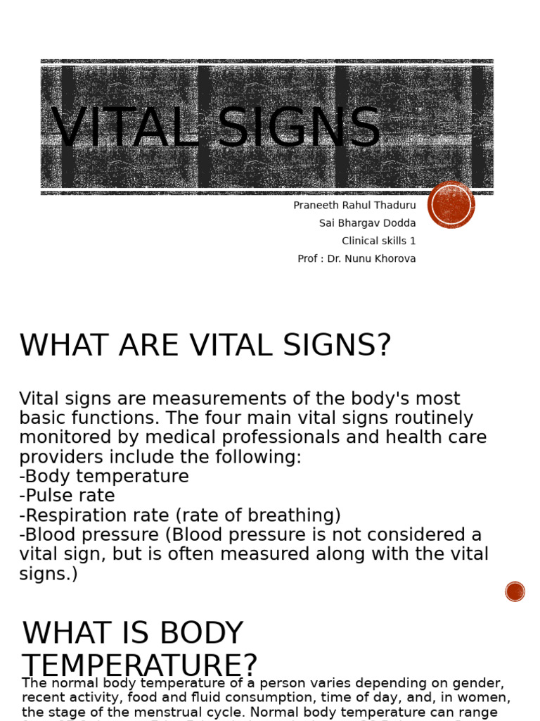 Vital Signs PPT Clinical Skills 1 | PDF | Blood Pressure | Heart