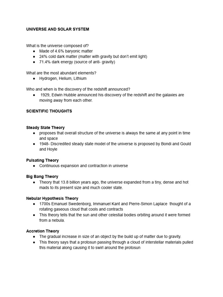 Earth and Life Science Reviewer | PDF | Earth | Universe