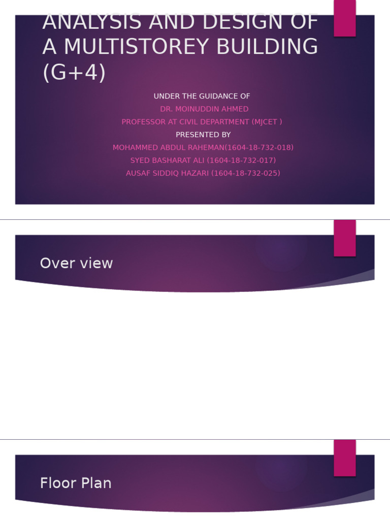 ANALYSIS AND DESIGN OF MULTISTOREY BUILDING (G+4) STAGE-2 by 018 | PDF | Beam (Structure) | Bending