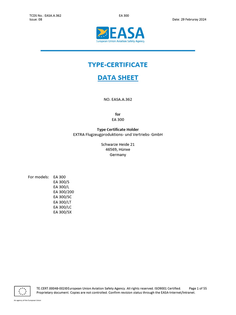 EASA.A.362 Issue 8 | PDF | Monoplane | Propeller