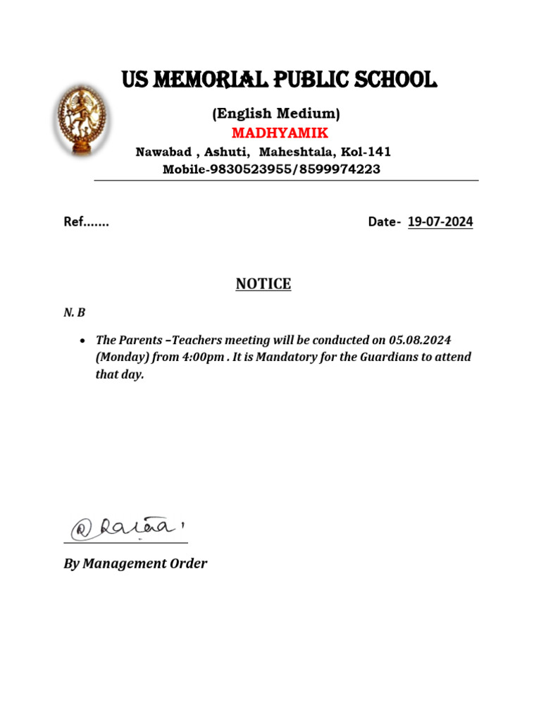 Parents Meeting Notice | PDF