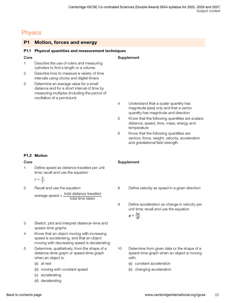 IGCSE Coordinated Sciences Syllabus 2025 | PDF | Electromagnetic ...