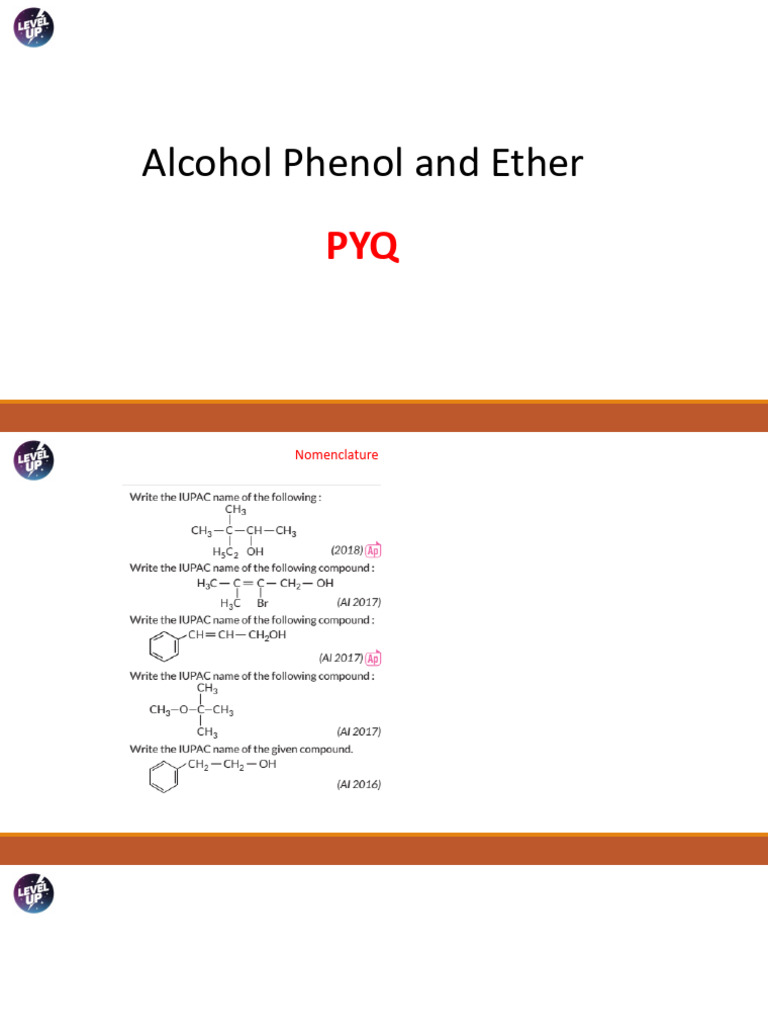 Alcohol Phenol and Ether PYQ | PDF
