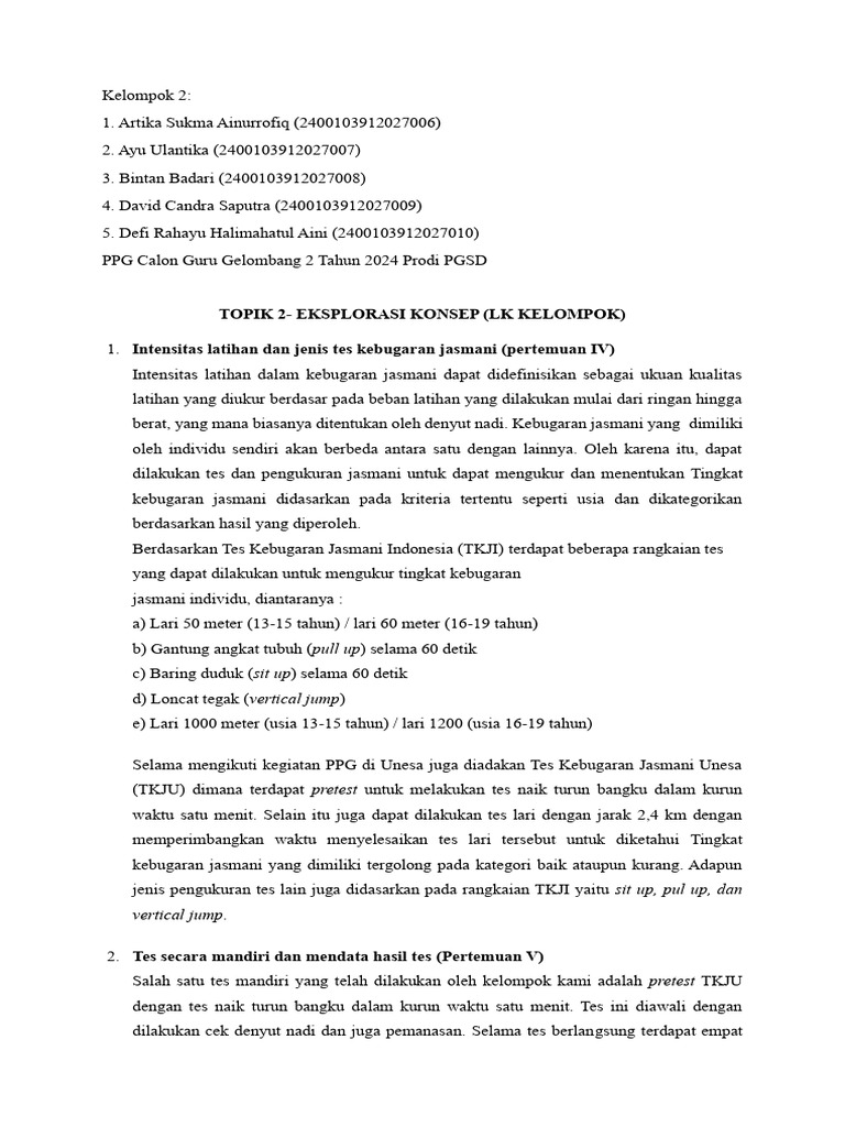 Topik 2 - Eksplorasi Konsep (LK Kelompok) | PDF