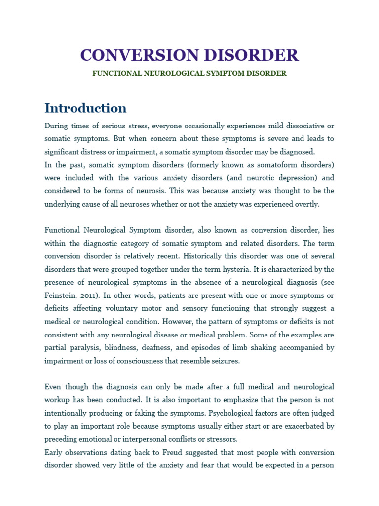 Conversion Disorder NOTES | PDF | Mental Disorder | Twin