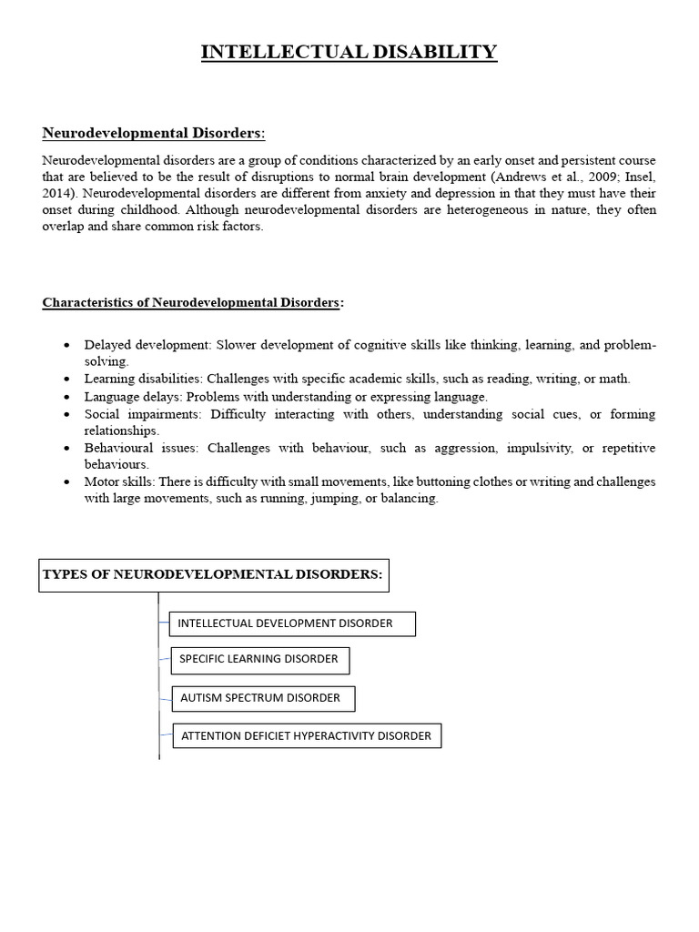 INTELLECTUAL DISABILITY Notes | PDF | Intellectual Disability | Mental ...
