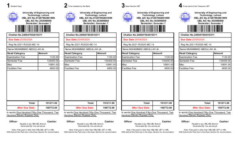 Obe Dues Fee Structure - Report Student Challan View | PDF | Service ...