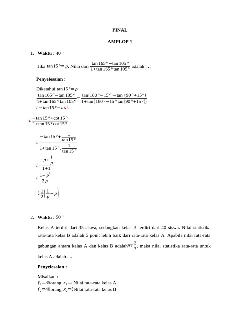 Penyelesaian Amplop 1 | PDF