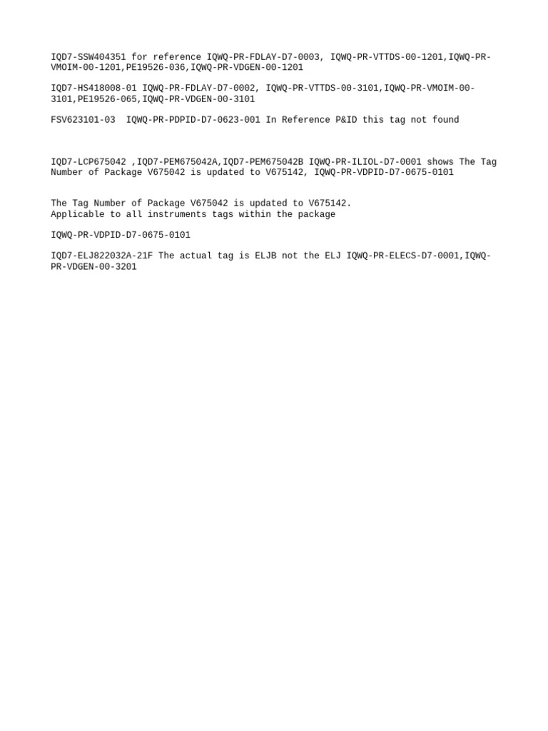 Engineering Tag Updates | PDF