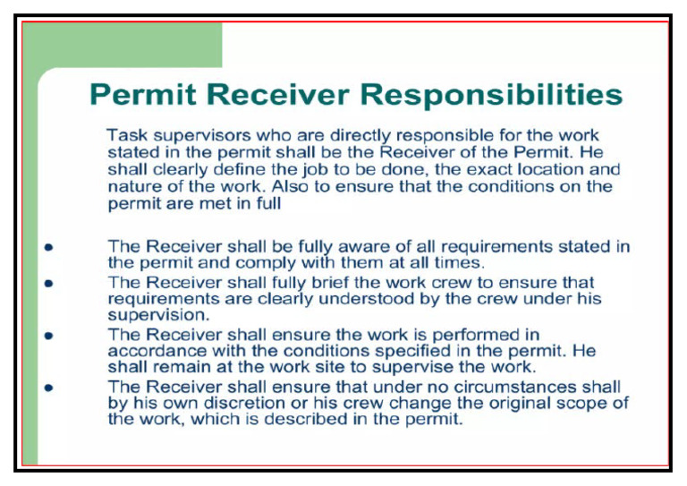 A3 - Permit Receiver Responsiblities | PDF