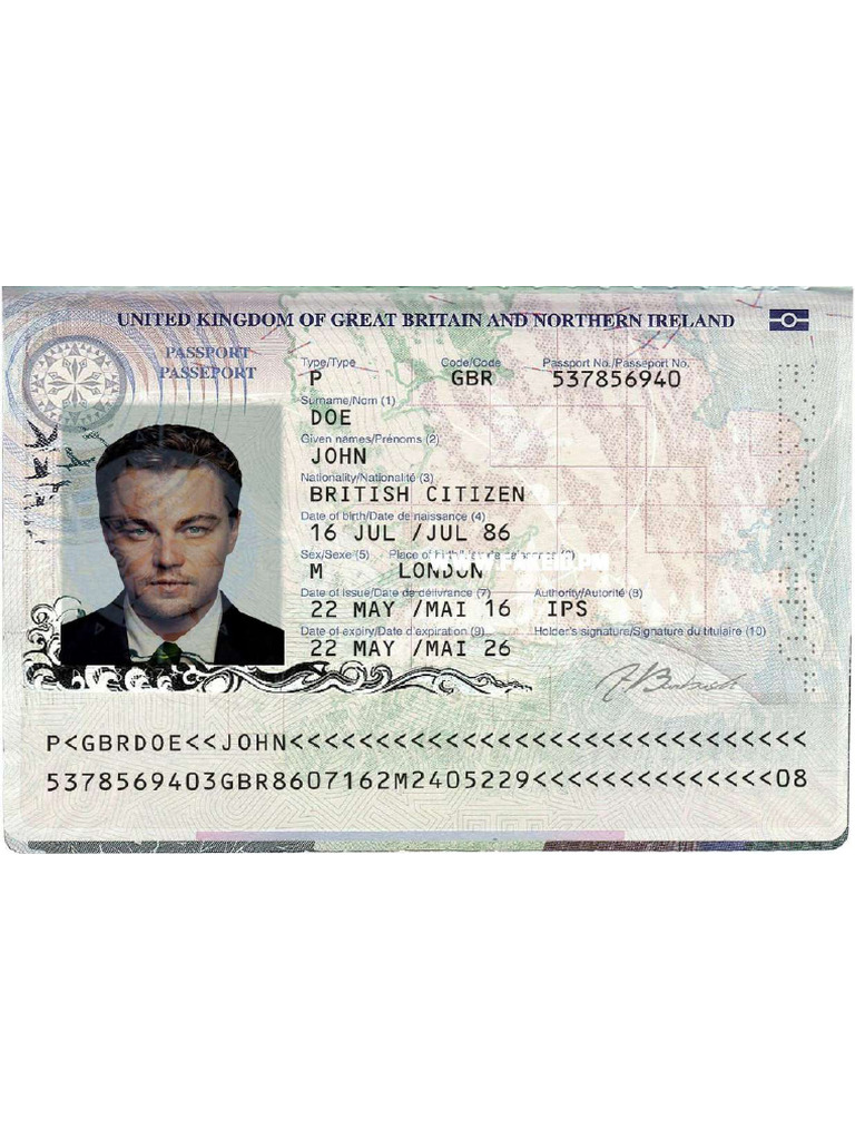 Cropped Uk Passport Template - 0 - CP 1 | PDF