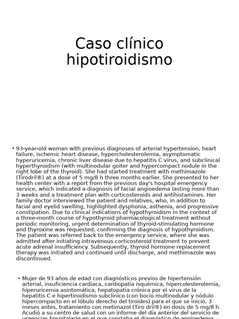 Caso Clínico Hipotiroidismo | PDF | Hipotiroidismo | Sistema endocrino