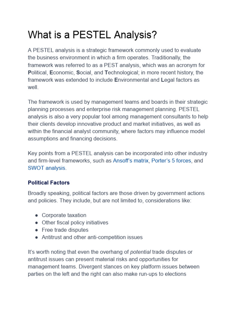 What is a PESTEL Analysis | PDF | Taxes | Corporate Social Responsibility