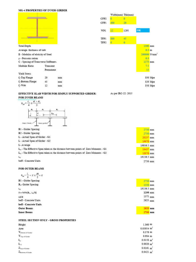 Properties of Intermediate Girders | PDF | Applied And Interdisciplinary Physics | Structural ...