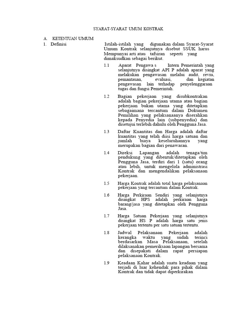 Syarat Umum Kontrak Konstruksi Indonesia | PDF